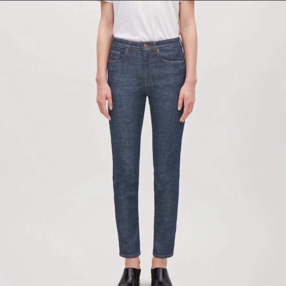 Cos High Rise Skinny Fit Cropped Leg Blue Jeans - Gem
